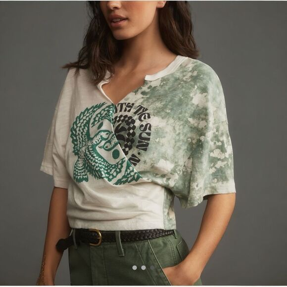 Anthropologie | Tops | Nwtanthropologie Real Fun Wow Wrap Band Graphic Tee Shirt Green Size ...